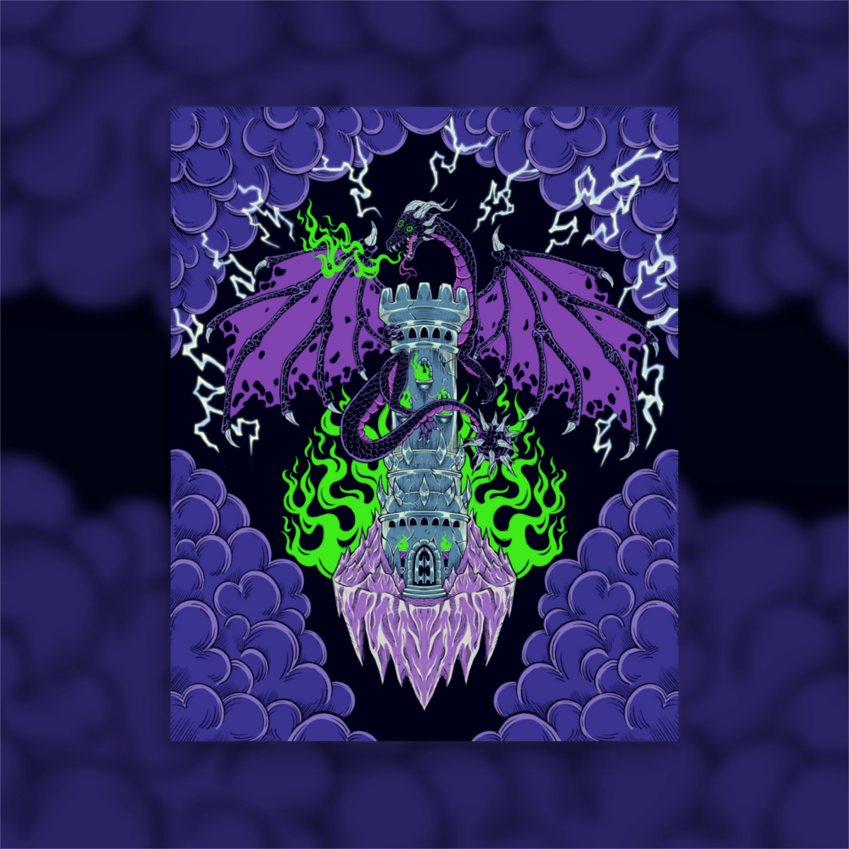 Upheaval Dragon Castle Art Print | Gothic and Dark Fantasy Wall Art Decor | Warm People