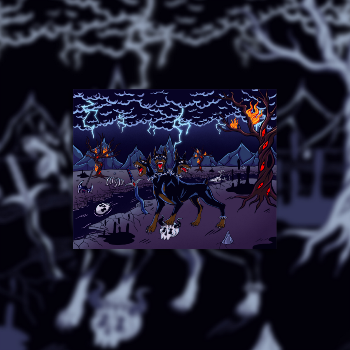 Brimstone Doberman Cerberus Art Print | Gothic and Mythological Wall ...