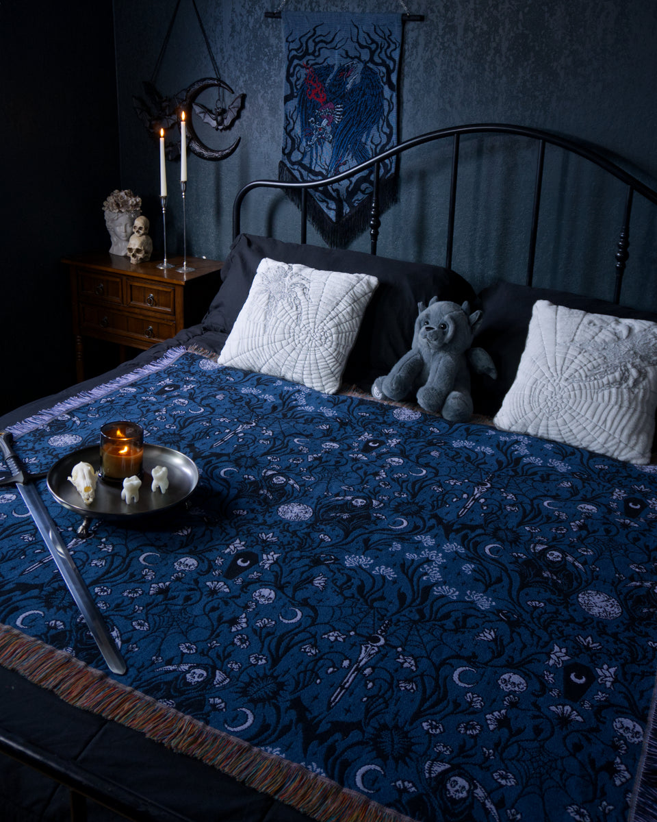 Death Pattern Woven Blanket | Gothic Art Blanket | Repeating Pattern ...