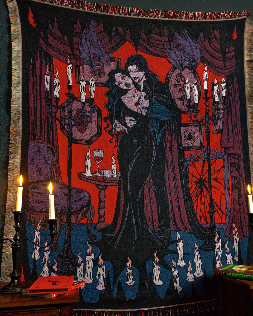 Vampire Romance Woven Blanket | Gothic Art Blanket | Victorian Wall ...