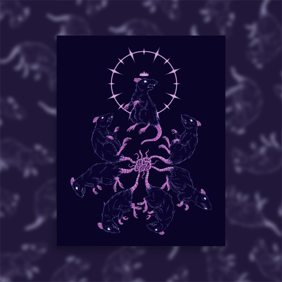 Rat King Dark Folklore Art Print | Gothic Wall Art Decor | Spiked Halo ...