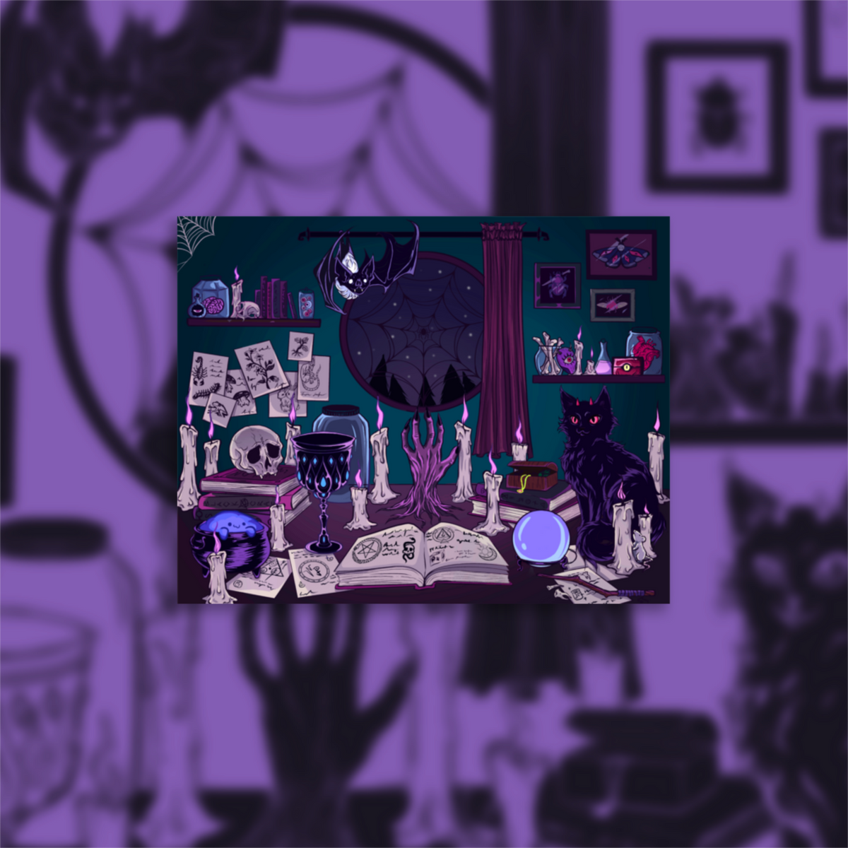 Witching Hour Witch Altar Art Print | Witchcraft and Dark Fantasy Wall ...