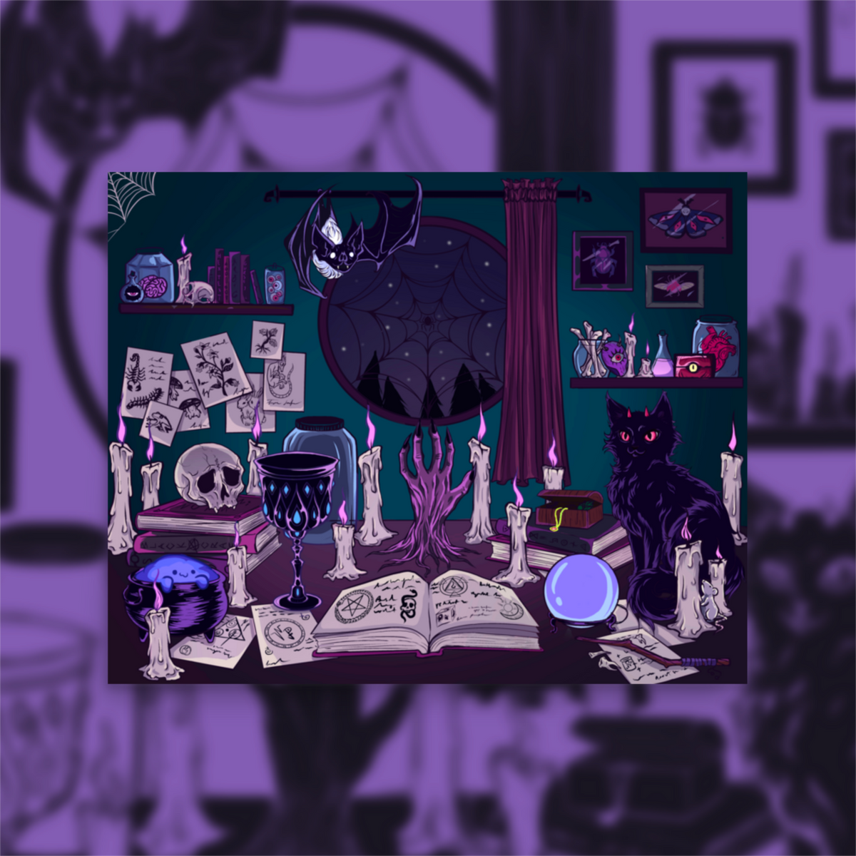 Witching Hour Witch Altar Art Print | Witchcraft and Dark Fantasy Wall ...