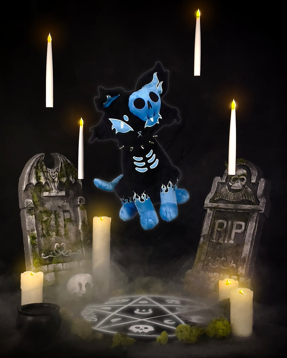 Arson Flame Cat Plush | Gothic and Witchy Toy | Demon Black Cat Stuffed ...